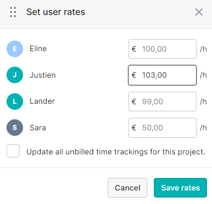 FAQ: Can I set custom user rates per project? – Support : Teamleader Focus