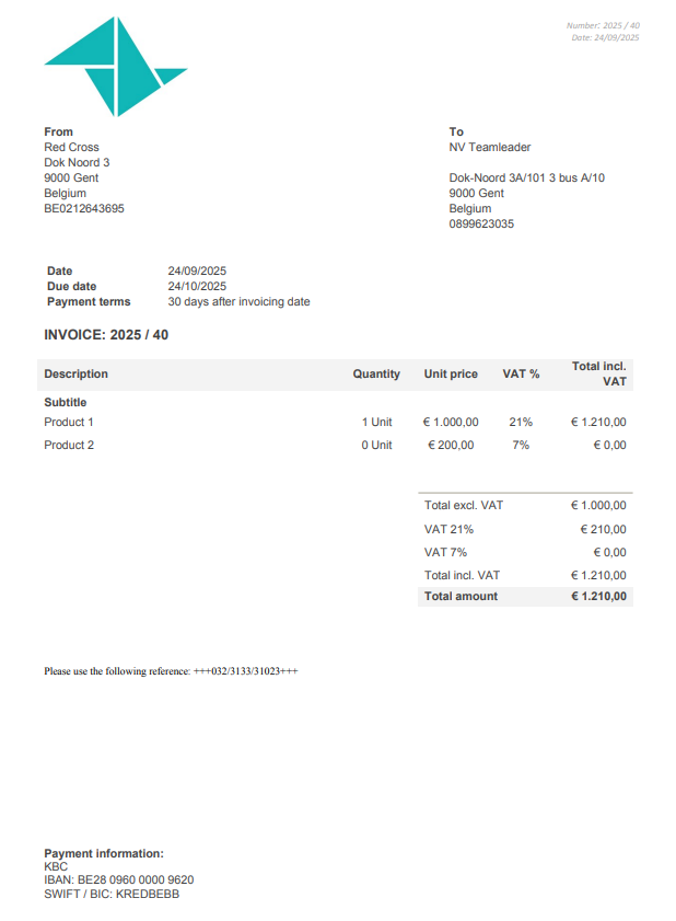 Welkom in onze Templategalerij – Support : Teamleader Focus